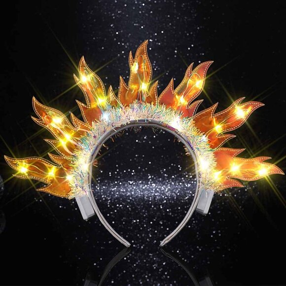 Accessories | Light Up Flame Headband Led Fire Hair Band Glowing ...
